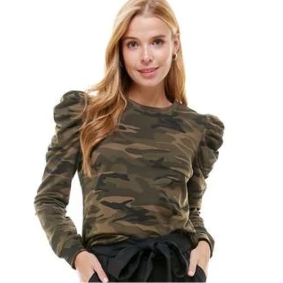 TCEC | Tops | Tcec Large Camouflage Puff Sleeve Sweater Top Sweatshirt ...
